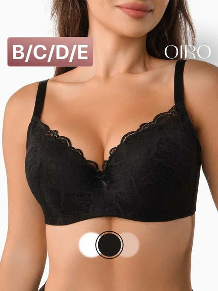 Бюстгальтер Женский OIRO формованная чашка, на косточках, размер 95D черный Нейлон, Спандекс ...