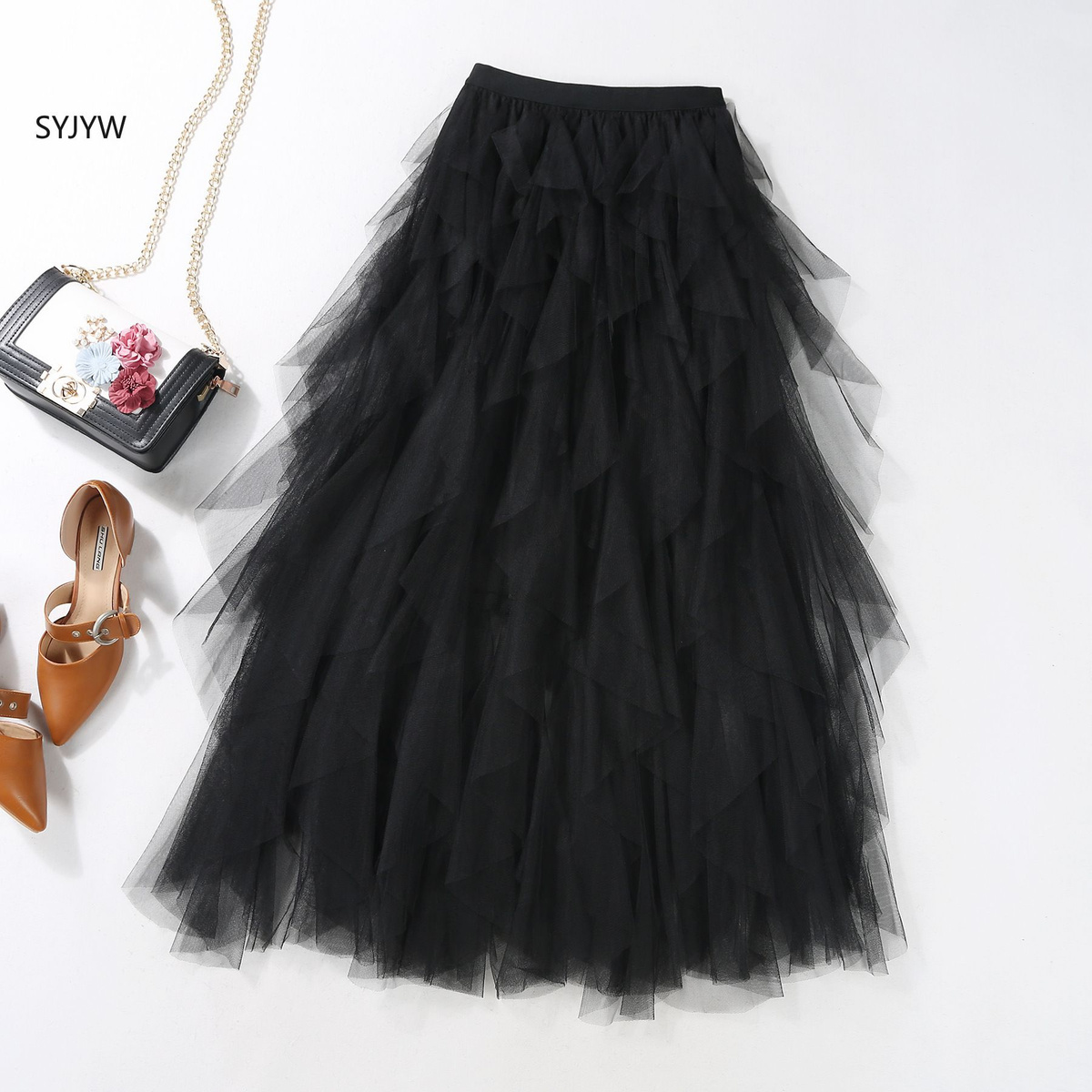 Юбка Женский SYJYW розовый лимонад Полиэфирный шелк в складку, размер 40 Макси Лето купить c ...