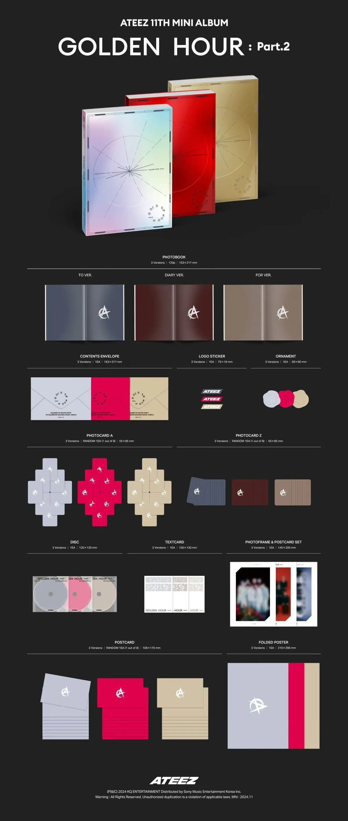 K-pop ATEEZ Mini Album 11th ATEEZ The 11th Mini Album Golden Hour Part ...