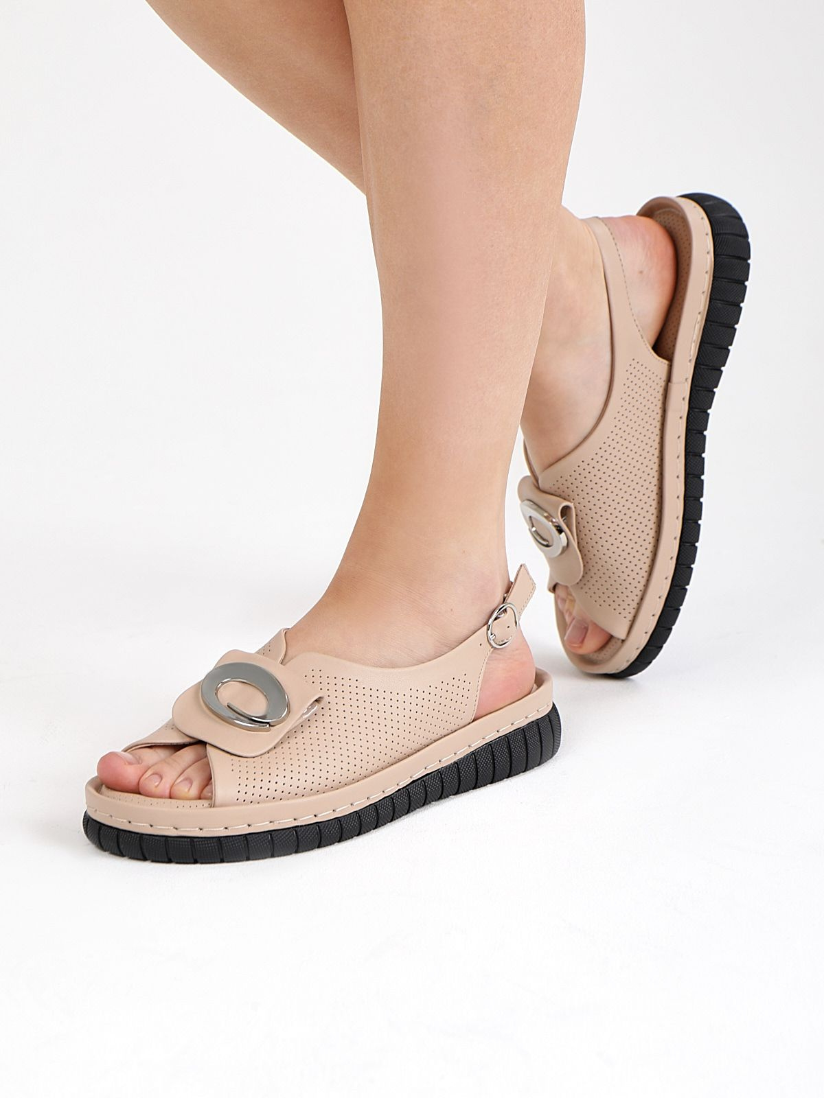 Босоножки Женский Covani Без каблука Натуральная кожа, размер 36 Толстая подошва, Низкая модель ...