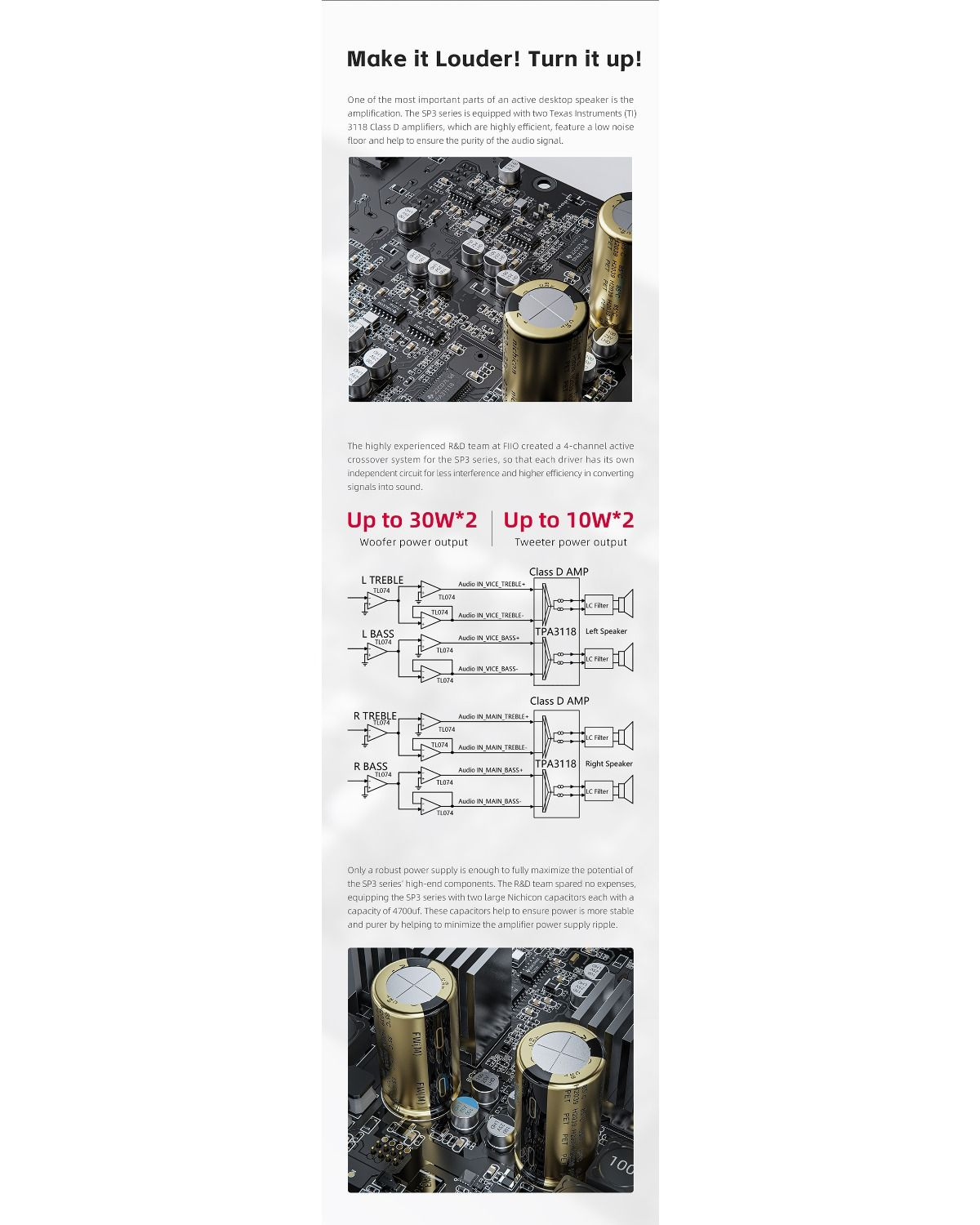 FiiO SP3/SP3 BT Настольная акустическая система HiFi - 80-ваттные стереодинамики для компьютера ...