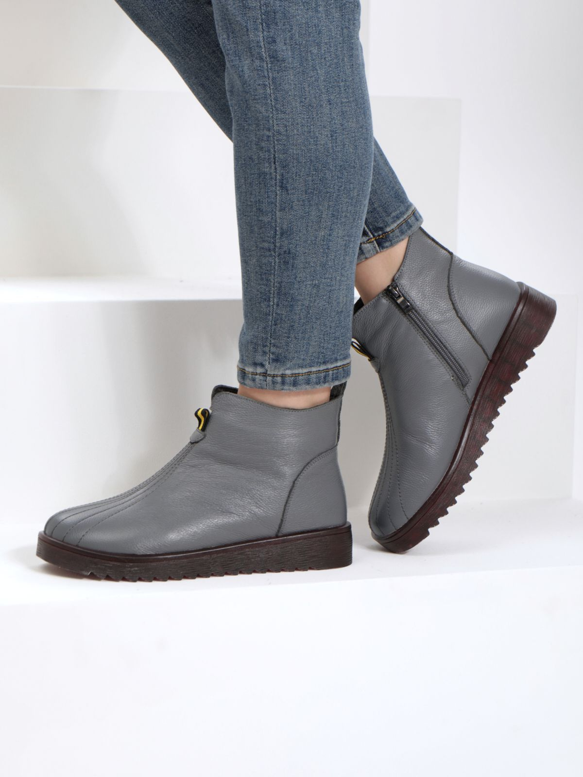 Ботинки Женский Covani серый графит, серый, размер 36 в байкерском стиле Демисезон 7 Молния ...