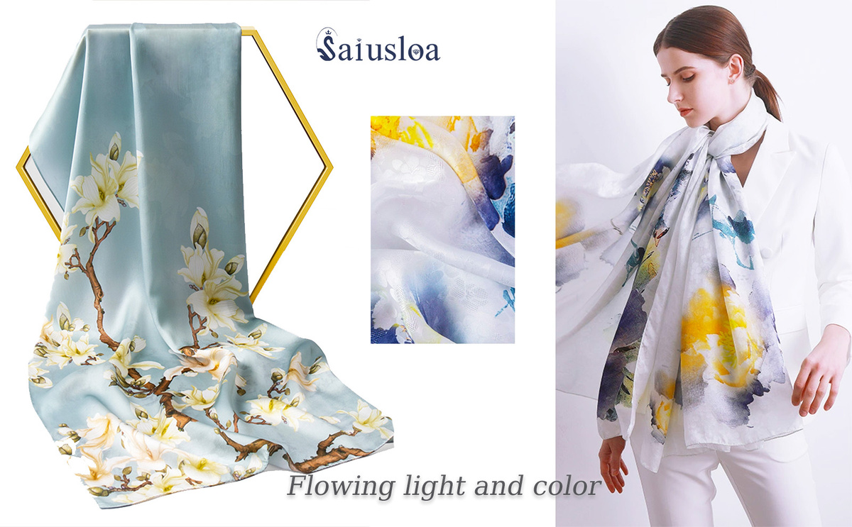 Saiusloa Палантин Шелковый платок 180*90CM купить на OZON по низкой цене (2857951082)