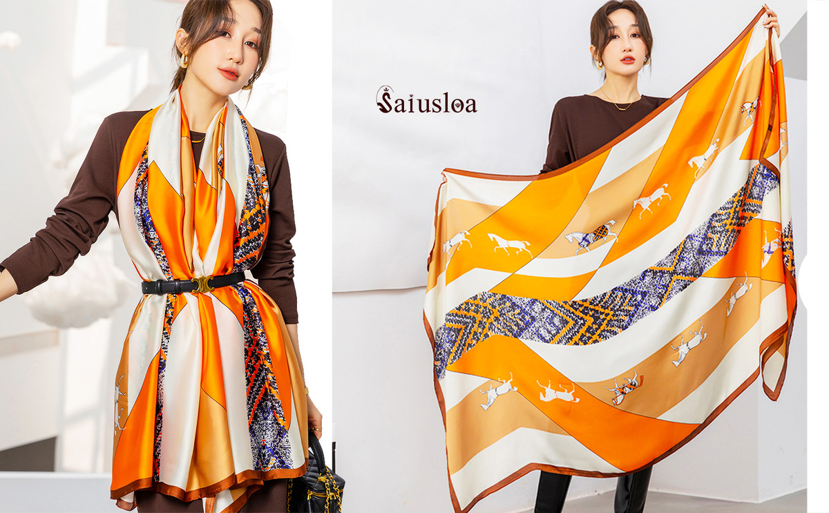 Палантин Шелковый платок 180*90CM купить на OZON по низкой цене (3026452091)