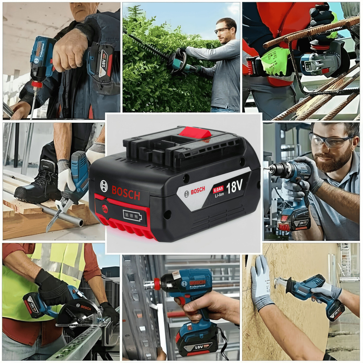Аккумулятор Bosch 18V 6.0Ah GBA, подходит к всем инструментам серии 18 Вольт, аккумуляторная ...