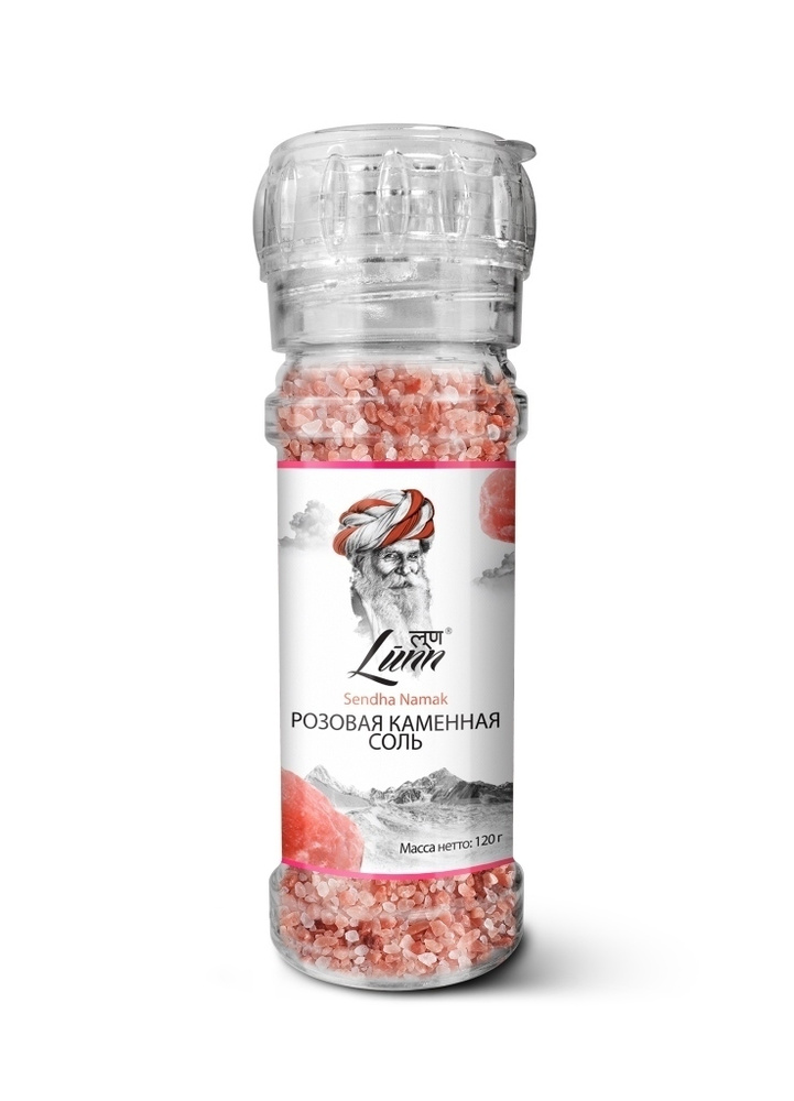 Соль розовая каменная Lunn 120г. индийская крупная пищевая гималайская ...