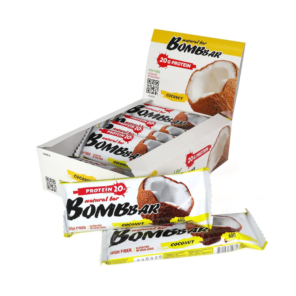 Протеиновые батончики Bombbar Protein Bar 60 г х 20 шт Кокос - купить с ...