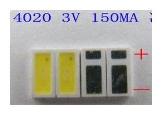 50шт smd LED 4020 3в (-) 0,5вт 48лм холодный белый для подсветки ЖК ...