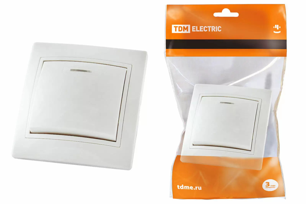 Выключатель 1 кл. с подсветкой, белый "Таймыр" TDM (1 шт) купить на OZON по низкой цене (546599749)
