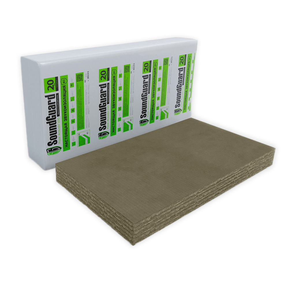 Плита SoundGuard Floor Acoustic 100 1200х600х20 мм (5.76 м2) по низкой ...