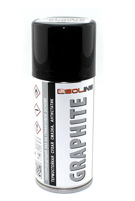 4 шт SOLINS GRAPHITE Токопроводящий графитовый лак Спрей-аэрозоль ...