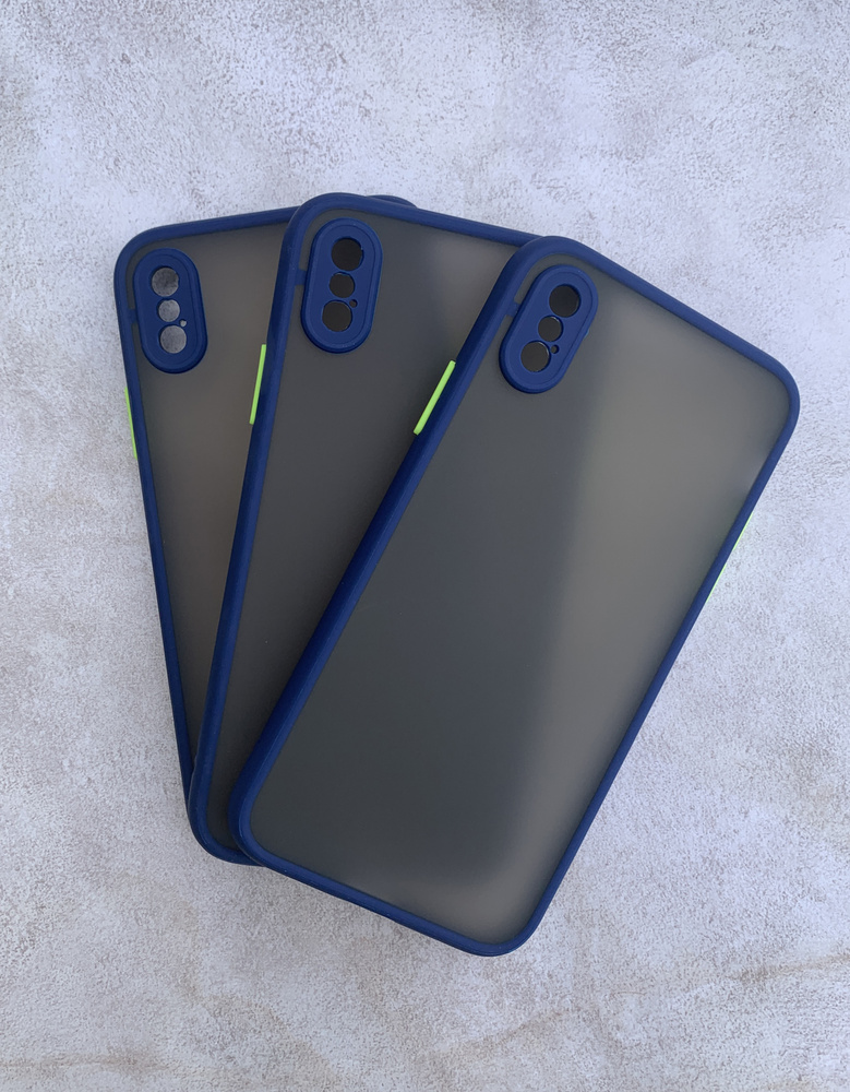 Чехол для iphone xs max (айфон xs макс), синий, прозрачный, защита ...