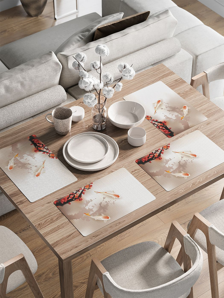 Салфетки на стол сервировочные "Рыбы кои под сакурой" для дома, 30x46 см, JoyArty купить на OZON ...