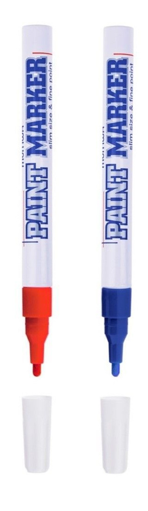Маркер-краска, 2 шт, MunHwa Slim Paint Marker, цвет красный и синий, линия 2 мм, наконечник ...