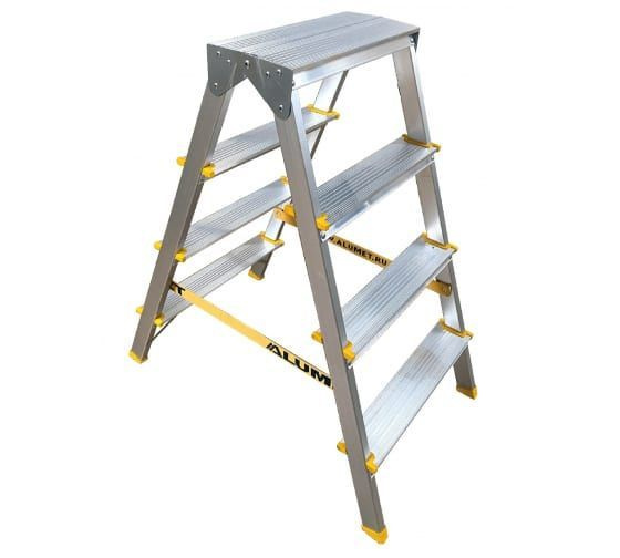 Стремянка ALUMET Двухсторонняя анодированная алюминиевая Алюмет 4 ...