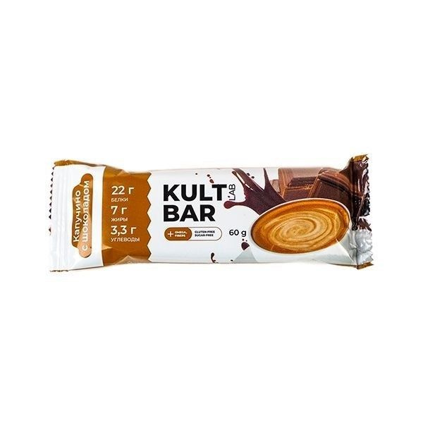 Батончик протеиновый Kultlab Kult Bar, Капучино - Шоколад, 20 шт х 60 г / Культлаб - купить с ...