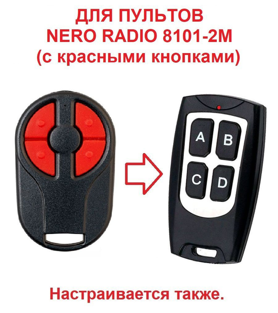 Пульт для NERO RADIO 8101-2M с красными кнопками, для ворот и роллет ...