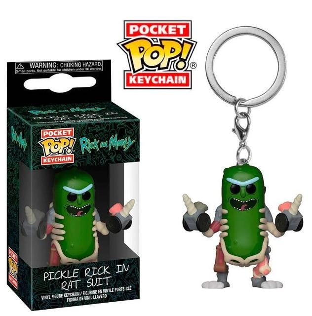 Брелок keychain Огурчик Рик в крысином костюме Pickle Rick Rat suit из ...