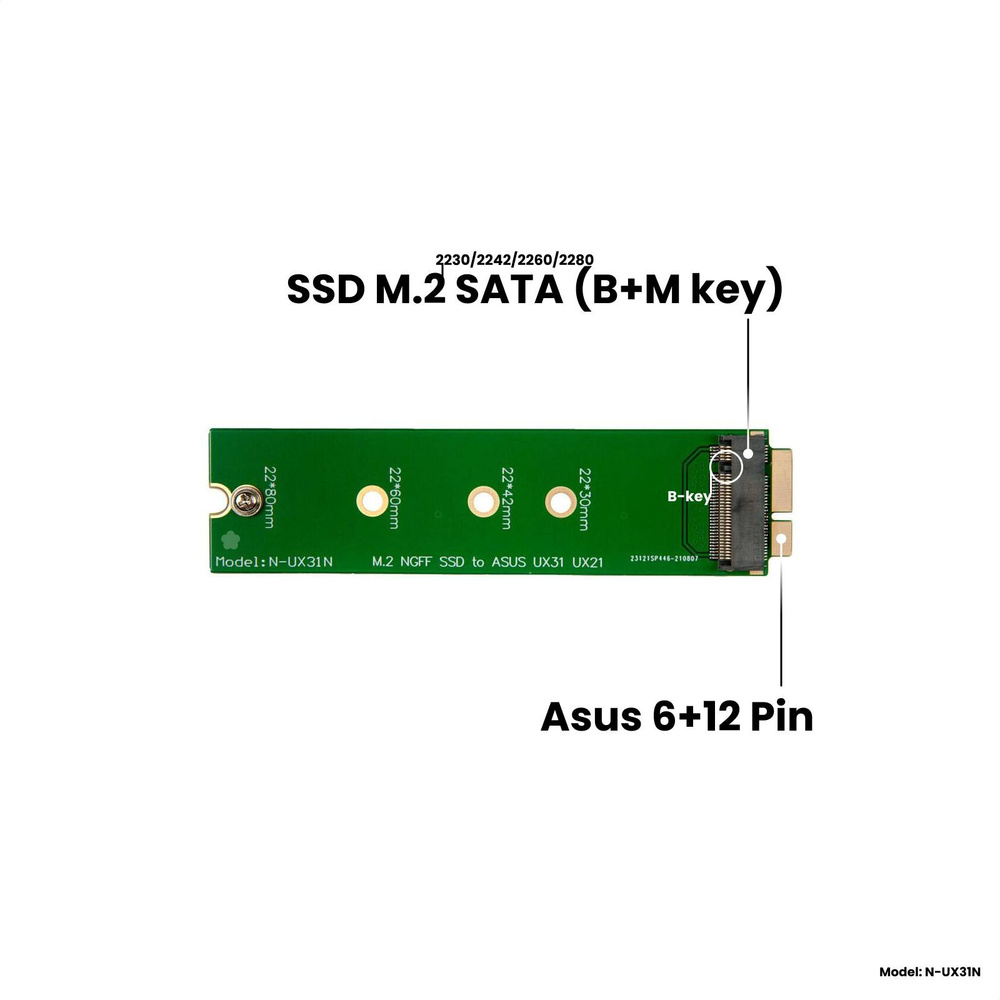 Адаптер-переходник для установки SSD M.2 2230-2280 SATA (B+M key) в ...