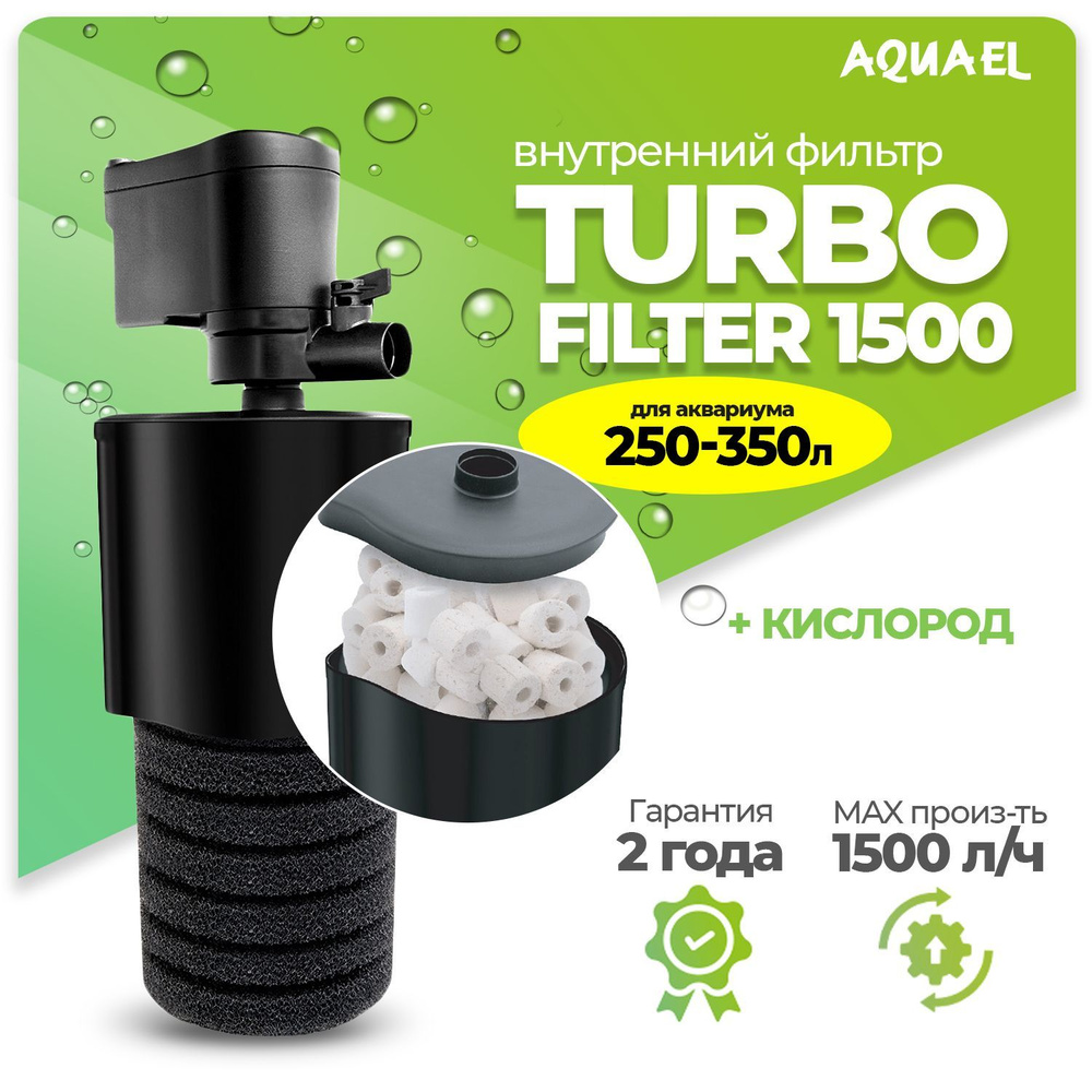 Внутренний фильтр AQUAEL TURBO FILTER 1500 для аквариума 250 - 350 л ...