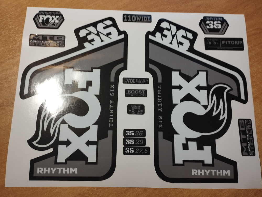 Наклейки Fox 36 rhythm 2021 ритм, серо-светло-серый глянцевый для ...
