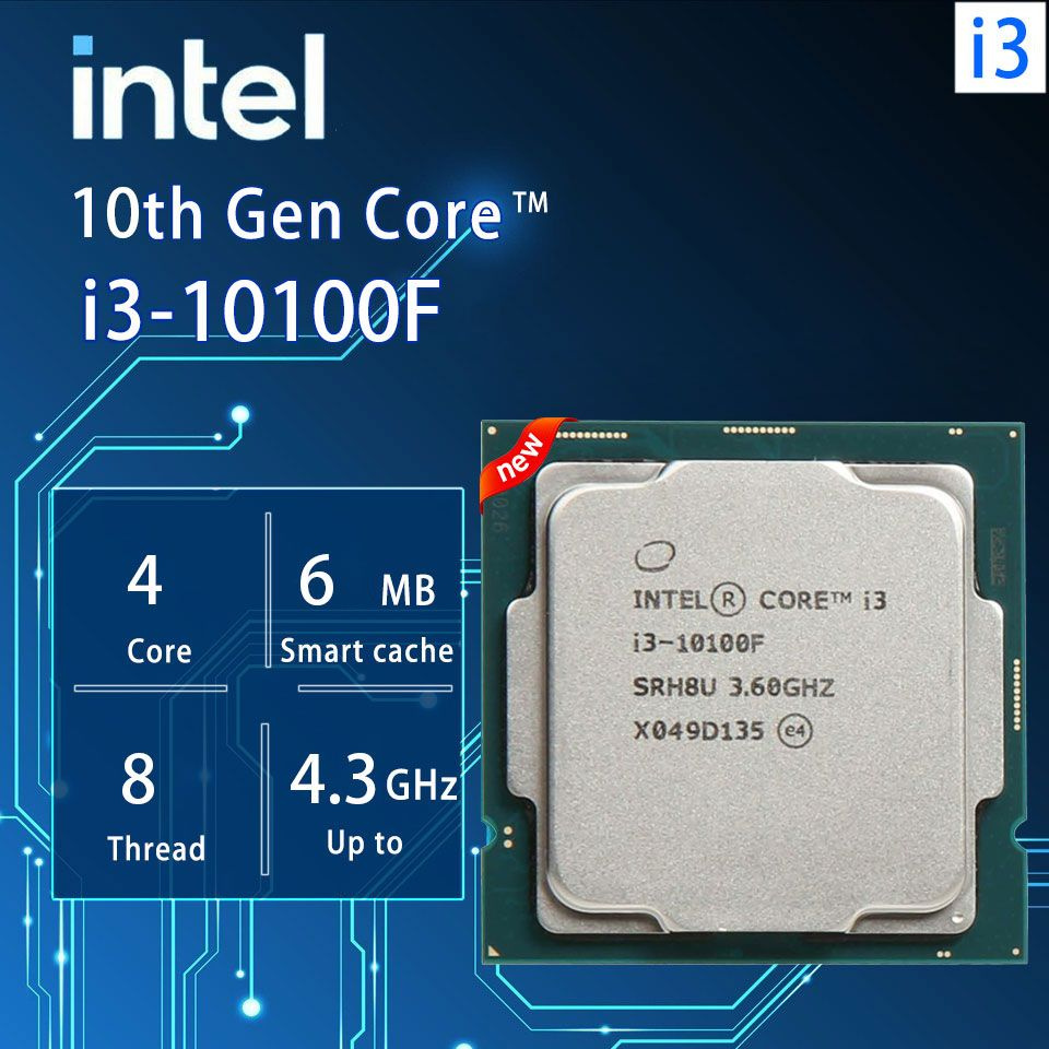 Процессор Intel Core i3 10-го поколения, OEM (без кулера), 4 яд., 3.6 ...