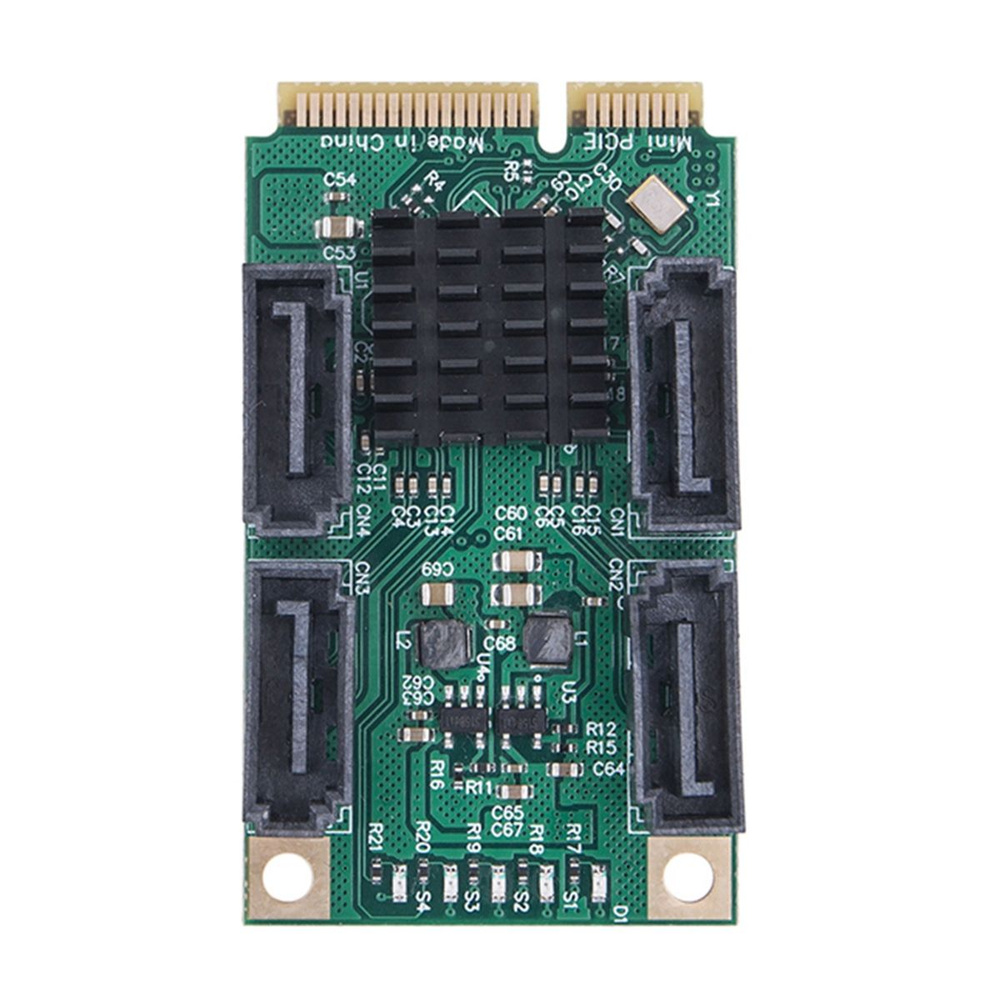 Карта контроллера Mini PCI E SATA 4 порта SATA III 6G Mini PCI Express ...