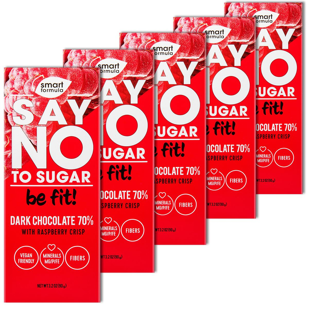 Шоколад без сахара Smart Formula "Малина", горький, 90 г, 5 шт ...