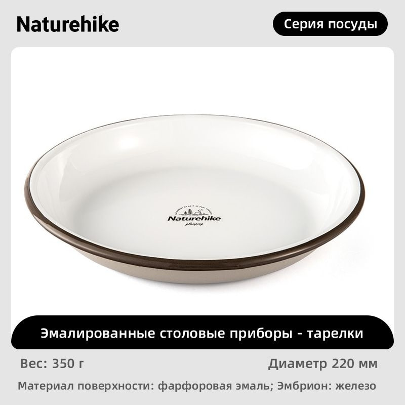 Тарелка глубокая Naturehike, Эмалированная сталь, диаметр 25 см ...