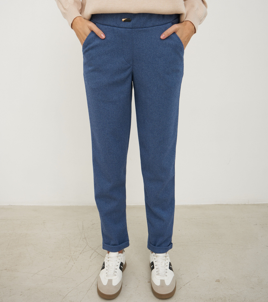 Брюки Женский SLN широкие, прямые светло-синий Шерсть, Хлопок Вечерний/праздничный, Повседневный ...