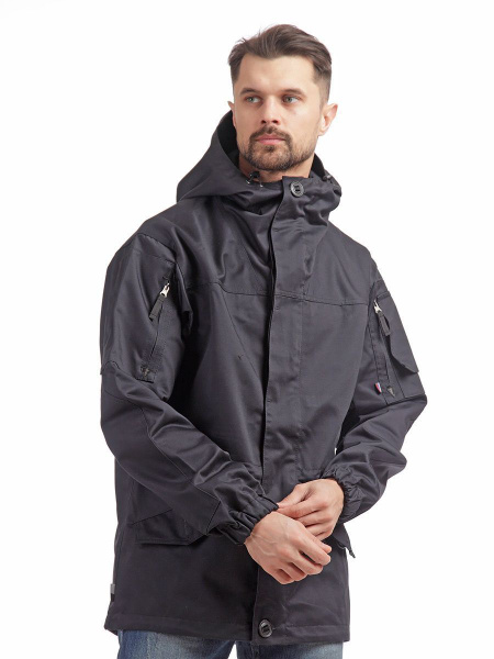 Куртка Мужской PROFARMY Капюшон, Карманы черный капюшон Текстиль, размер 50 Длинный Демисезон ...