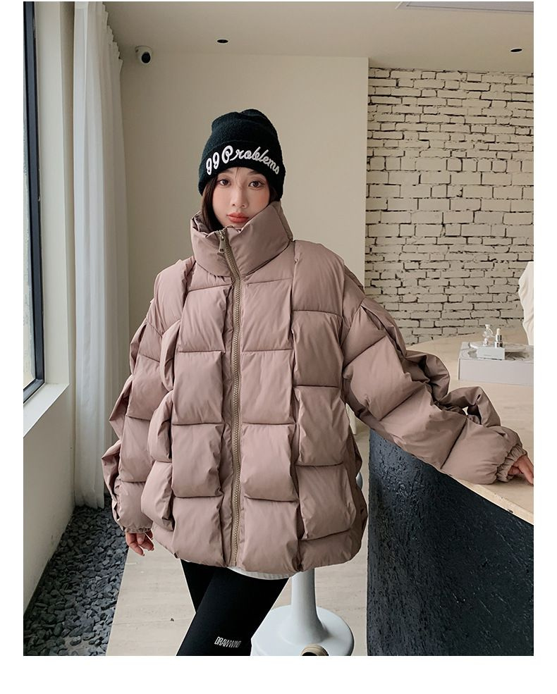 Куртка Женский ZinBee пыльная роза Полиэстер, Искусственный пух, размер 48 Длинный Зима ...