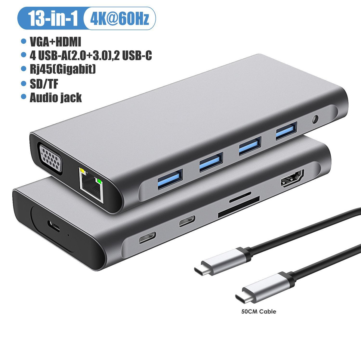 USB разветвитель 13 в 1 USB HUB Type C для док станция двух мониторов ...