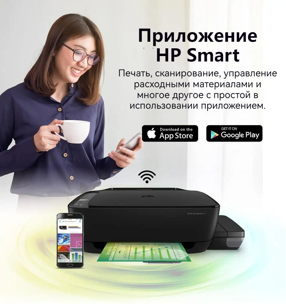 МФУ Струйное HP Tank 411 купить по низкой цене в интернет-магазине OZON (1444500878)