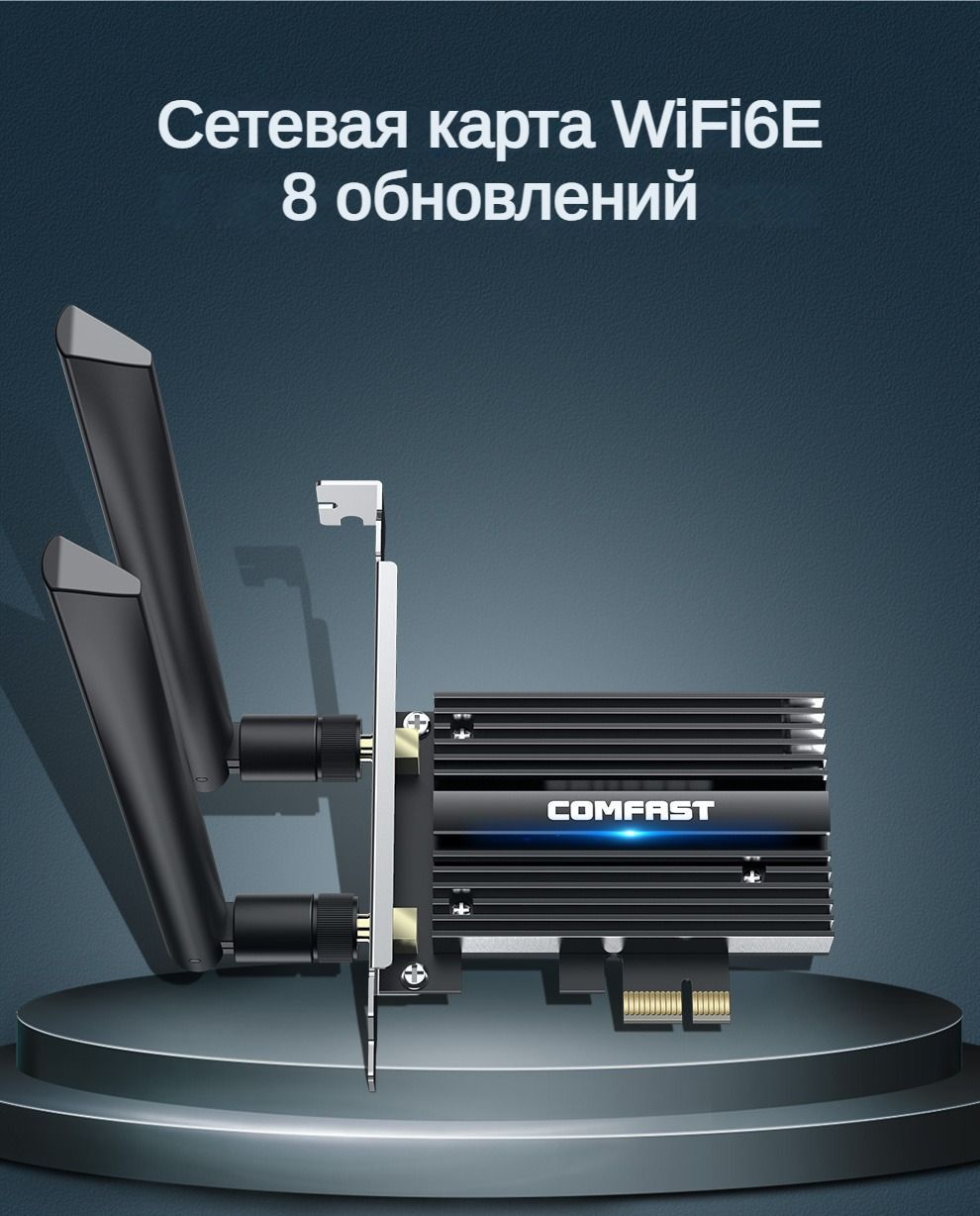 COMFAST Wi-Fi-адаптер PCI-E адаптер для компьютера Wi-Fi 6 адаптер ...