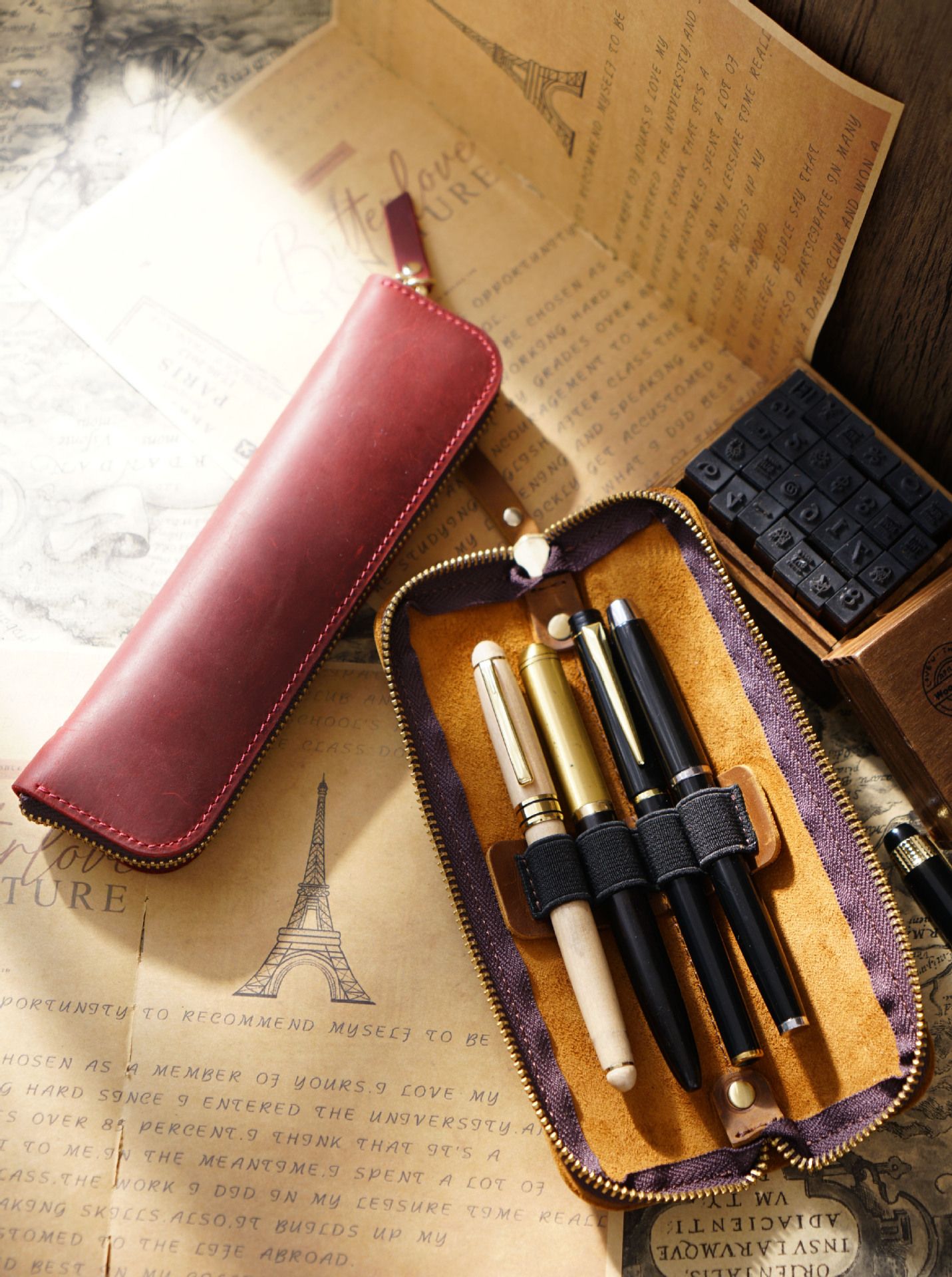 Кожаный пенал для деловых мужчин, вмещающий 4 ручки, эффективно ...