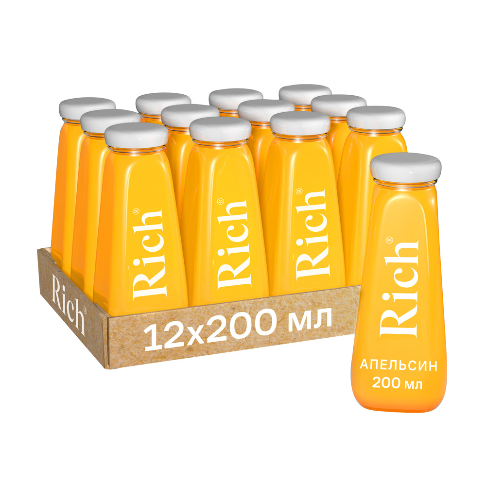 Сок Rich (Рич) Апельсиновый, 12 штук по 200 мл, стекло - купить с ...