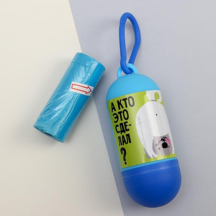 Контейнер с пакетами для уборки за собаками "А кто это сделал?" (рулон ...