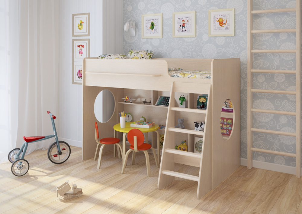 Кровать детская RIDGIMMI , 180 х80 см, кровать-чердак с высокими ...