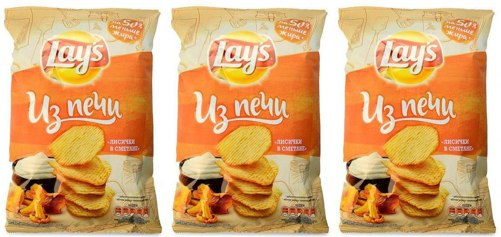 Чипсы картофельные Lay's Из печи Лисички в сметане 85 г в упаковке ...