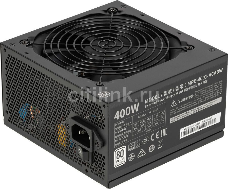 Блок питания CoolerMaster MWE 400 V2 (MPE-4001-ACABW-EU) черный - 400 ...