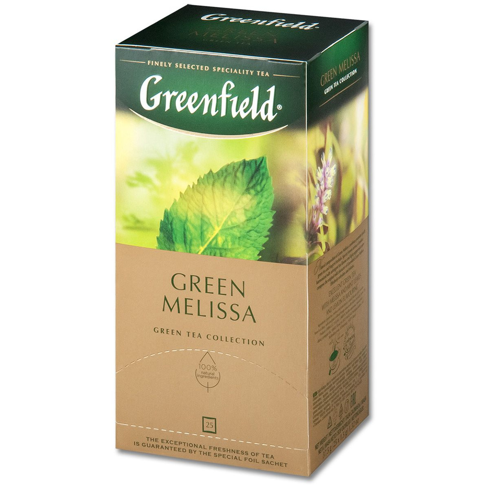 Чай Greenfield "Green Melissa", зеленый с мелиссой и мятой, 25 пакетов ...
