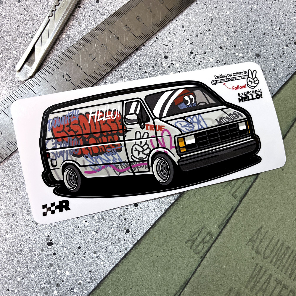 Виниловая наклейка машинка Dodge Van graffiti JDM 13.1х6.3 см купить на ...