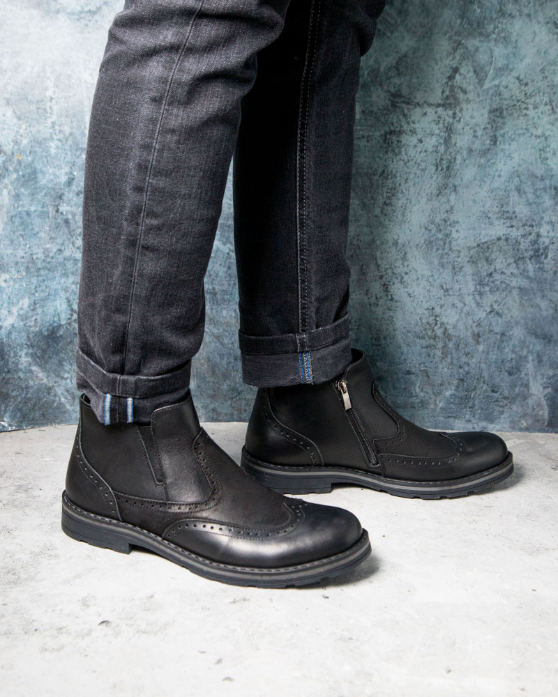 Ботинки Мужской TITO LANZONY Натуральная кожа черный, размер 42 Зима G ...