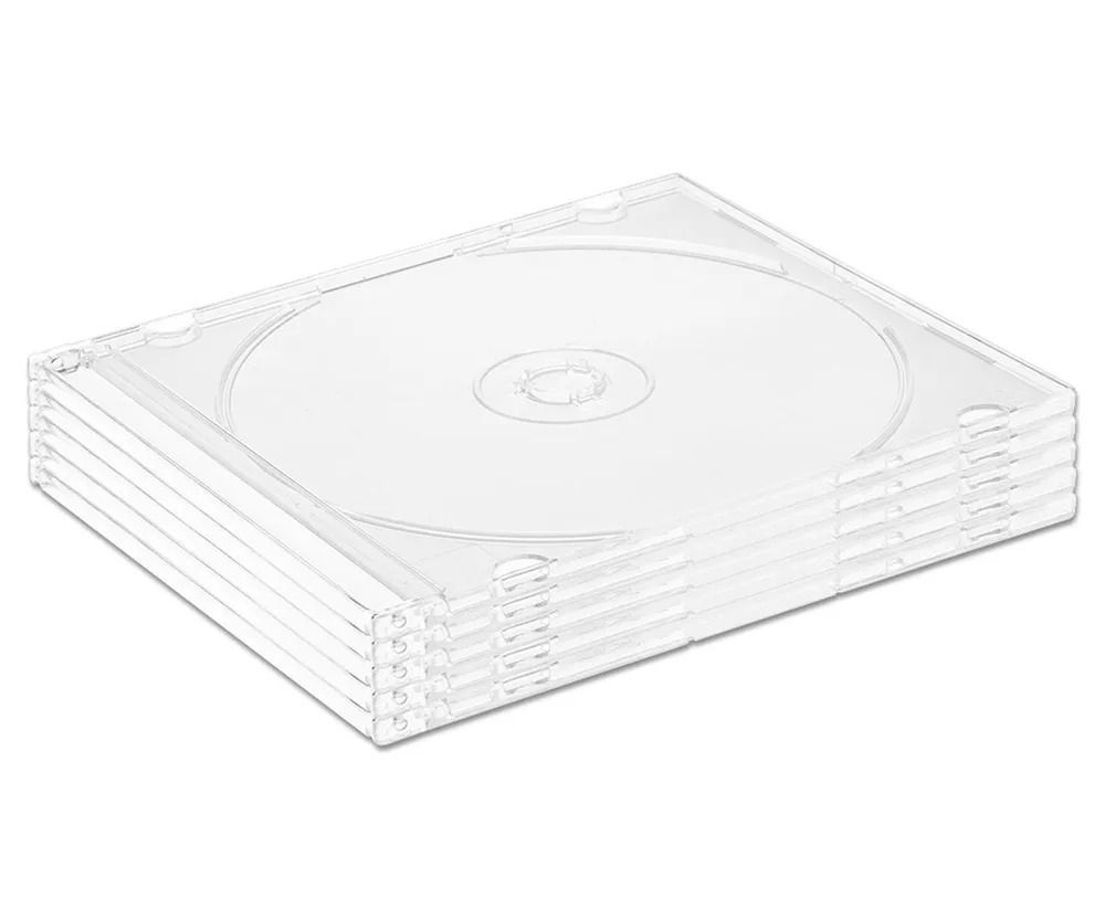 Бокс для CD диска Slim 5 мм, прозрачный, 5 штук CD Slim Box Clear на 1 ...