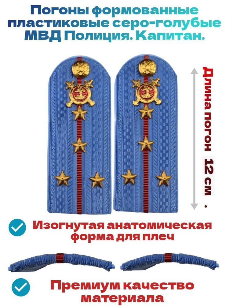ПОГОНЫ МВД СЕРО-ГОЛУБЫЕ ФОРМОВАННЫЕ 12 см - купить с доставкой по ...
