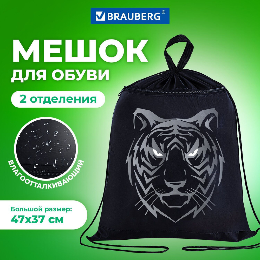 Сумка / мешок / рюкзак для сменной обуви (сменки) Brauberg, с петлёй ...