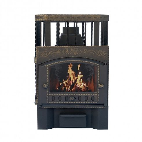 Печь банная чугунная "Сибирь-24" Каминная дверца "Сибирь" (Сетка ...