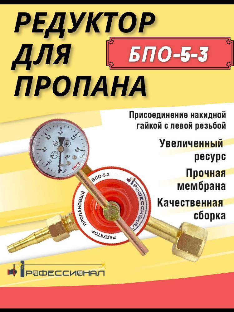 Редуктор давления пропановый для газового баллона БПО-5-3 Профессионал ...