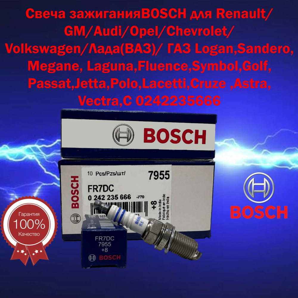 Комплект свечей зажигания Bosch 0242235666 - купить по выгодным ценам в ...